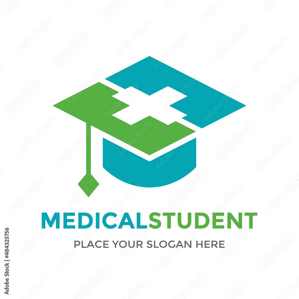 Medical student vector logo template.This design use hat symbol ...