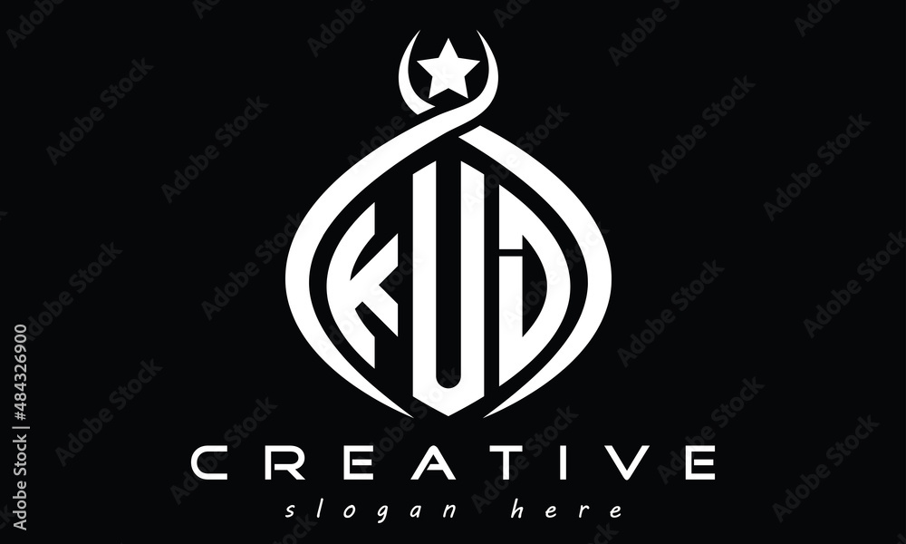 KUD three letters monogram curved oval initial logo design, geometric ...