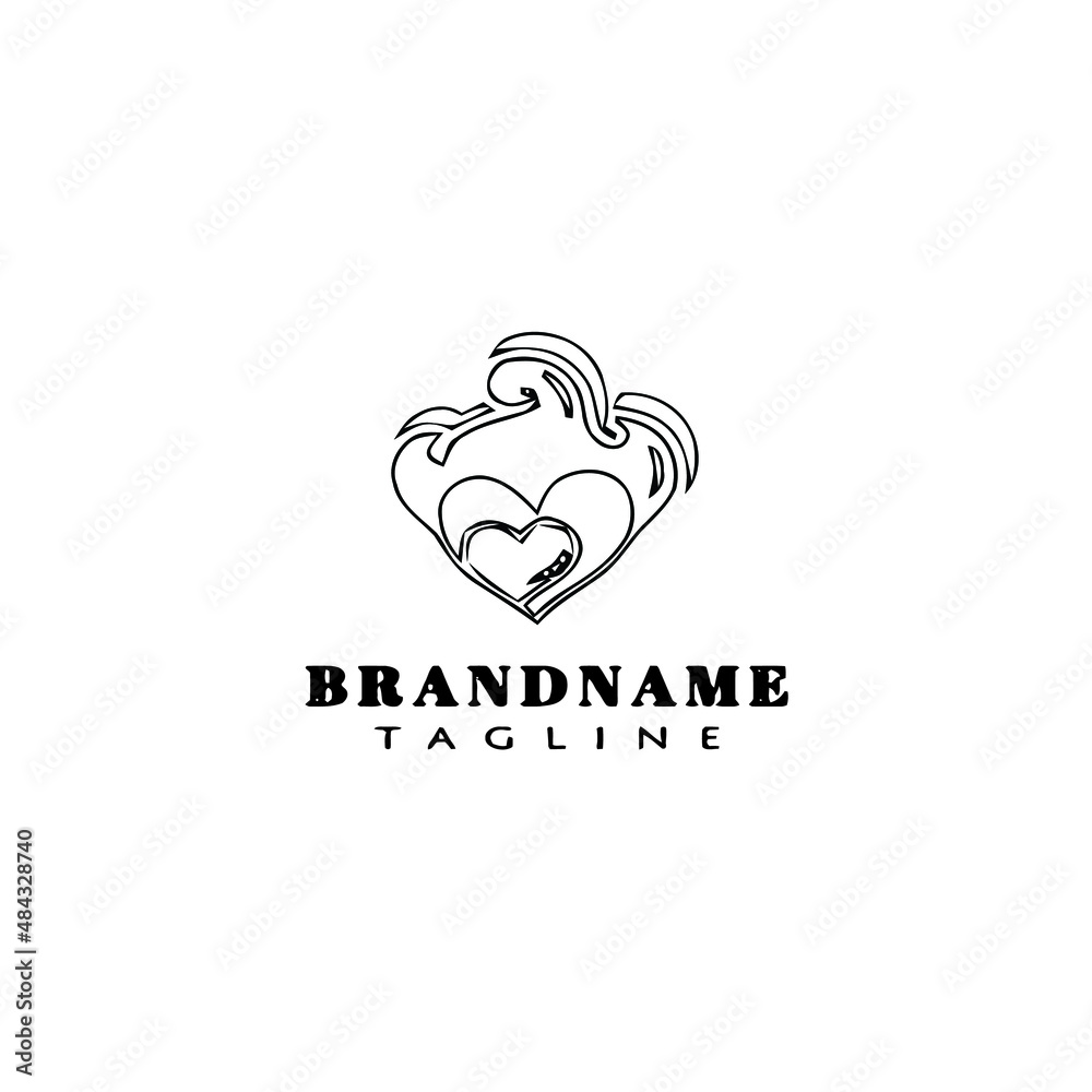 flaming heart logo design template icon black isolated vector Stock ...