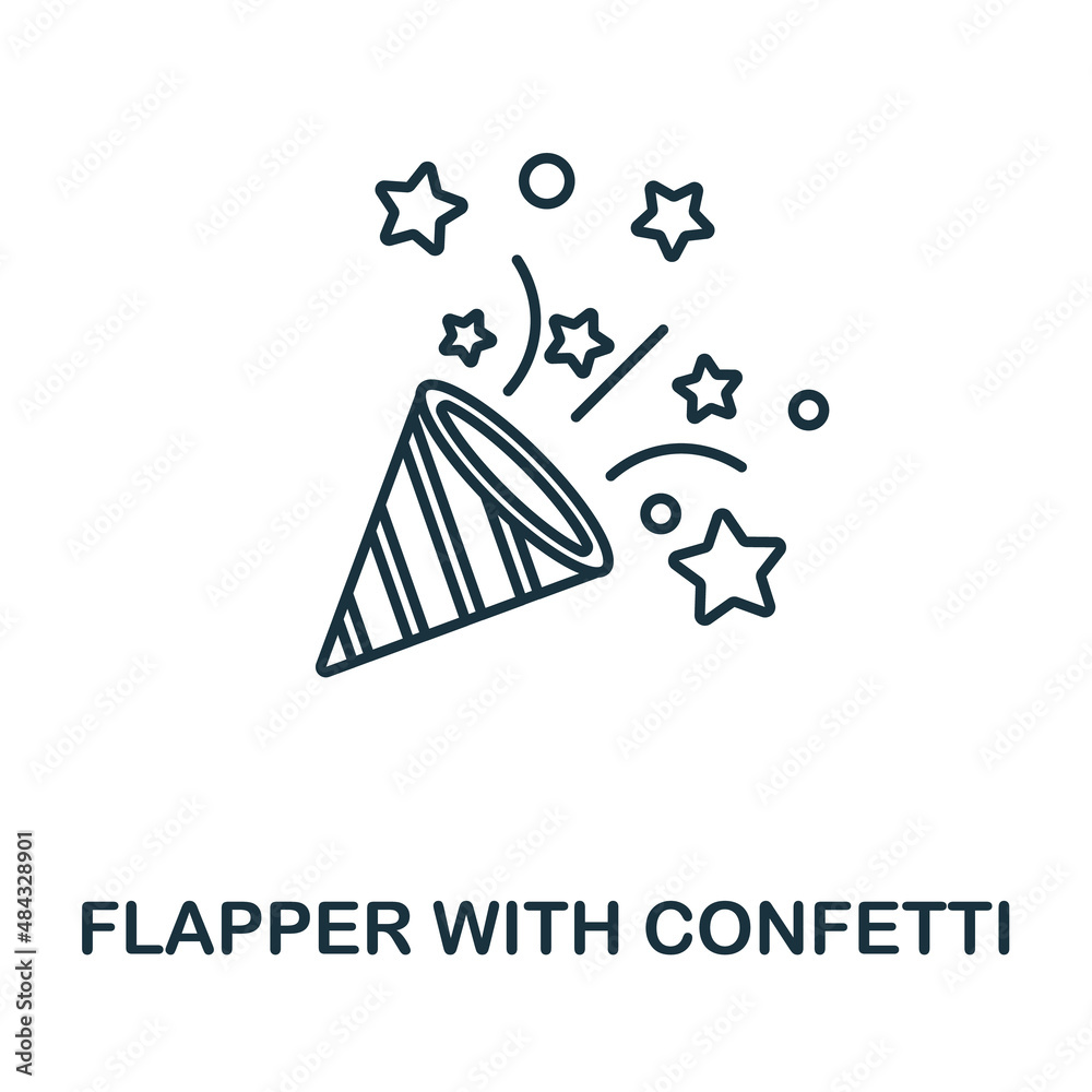 Flapper With Confetti icon. Line element from party icon collection ...
