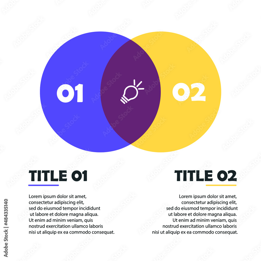 Venn diagram infographic chart vector template modern color style for ...