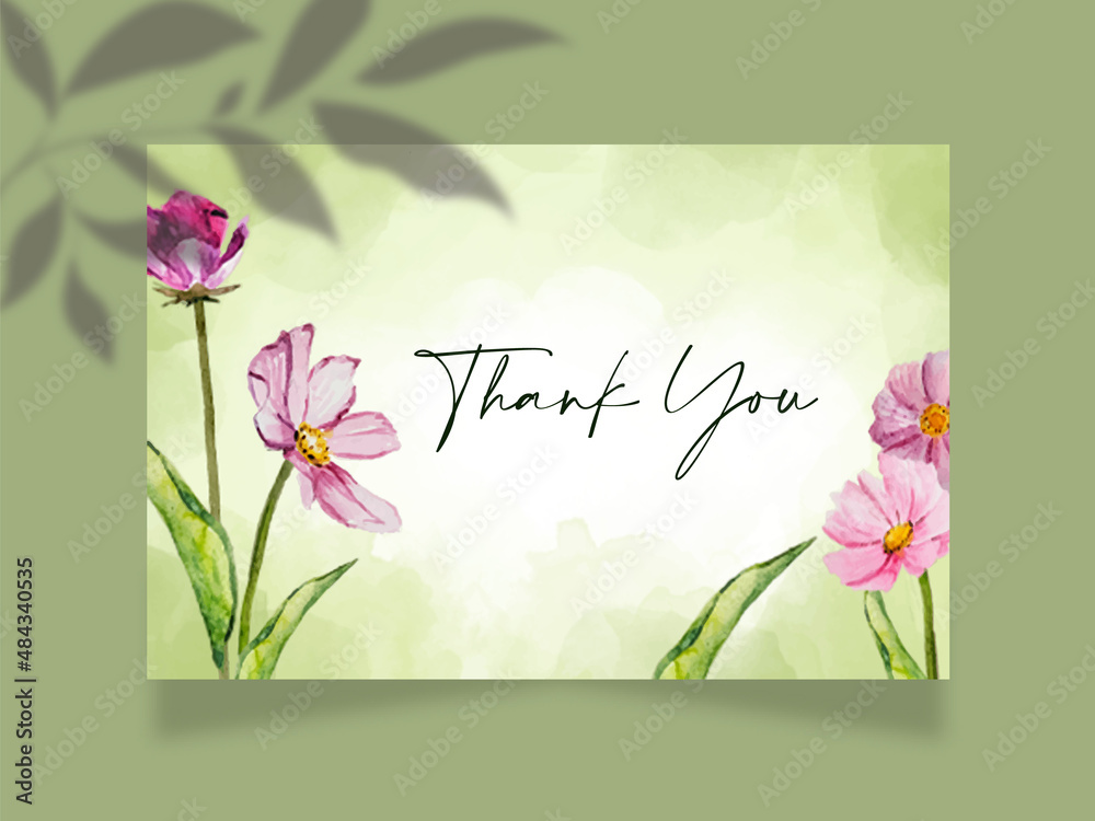 watercolor hand-drawn thank you card Stock Vector | Adobe Stock