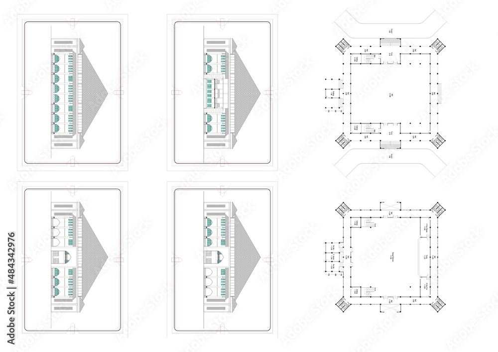 architectural design floor plan and front view Stock Illustration ...