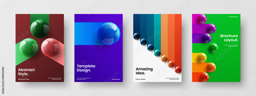 Clean 3D balls pamphlet template composition. Simple book cover A4 ...