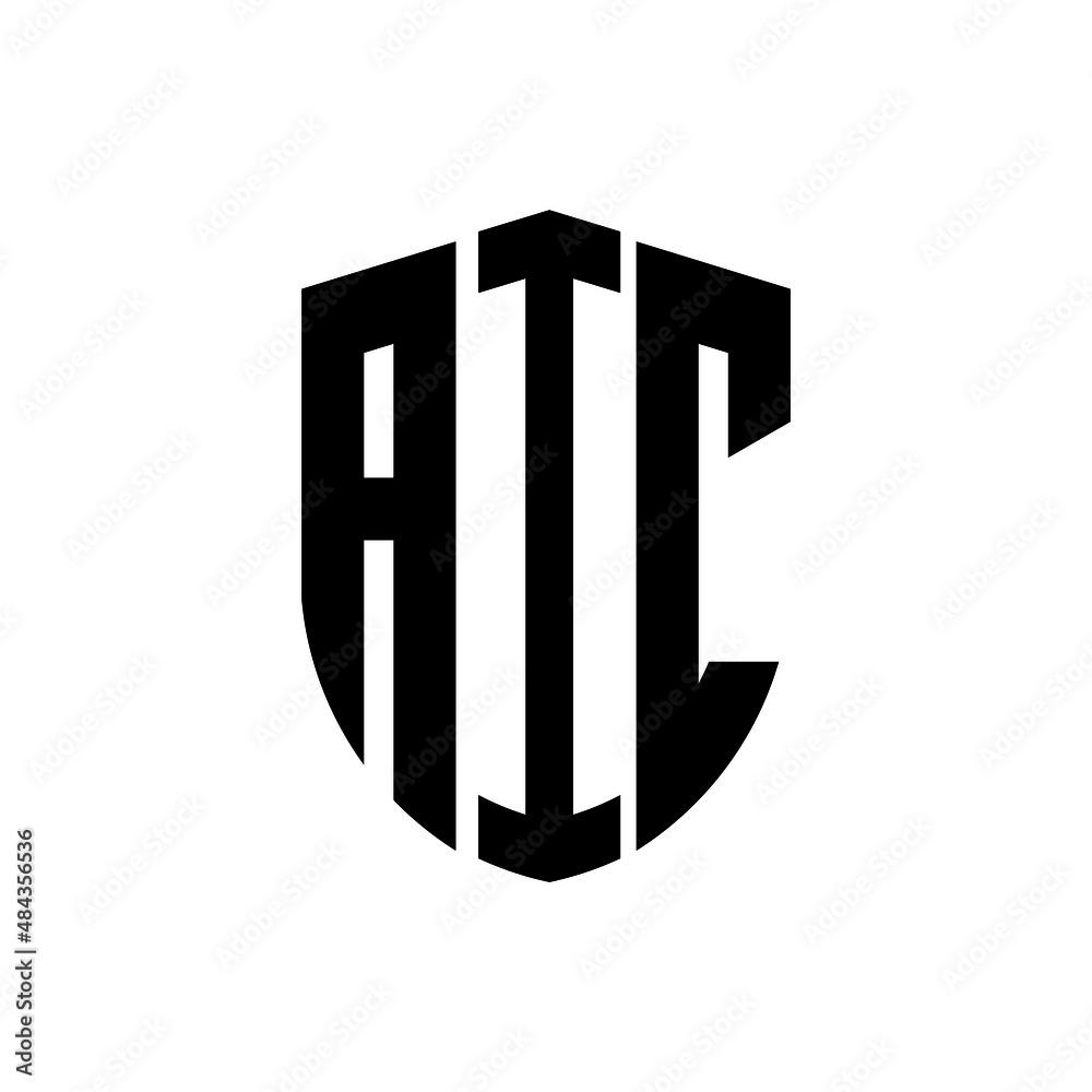 AIC letter logo design. AIC modern letter logo with black background ...