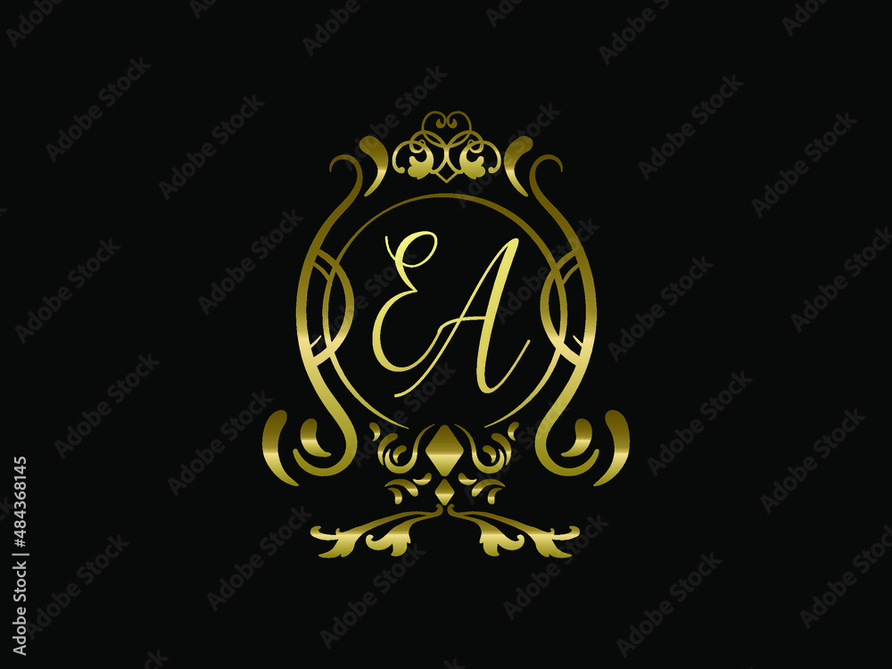 EA initial letter luxury monogram logo,elegant ornamen jewelry, emblem ...