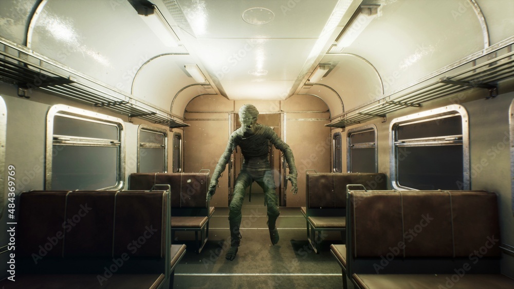 A nightmare monster on a train is escalate fear and trying to frighten ...