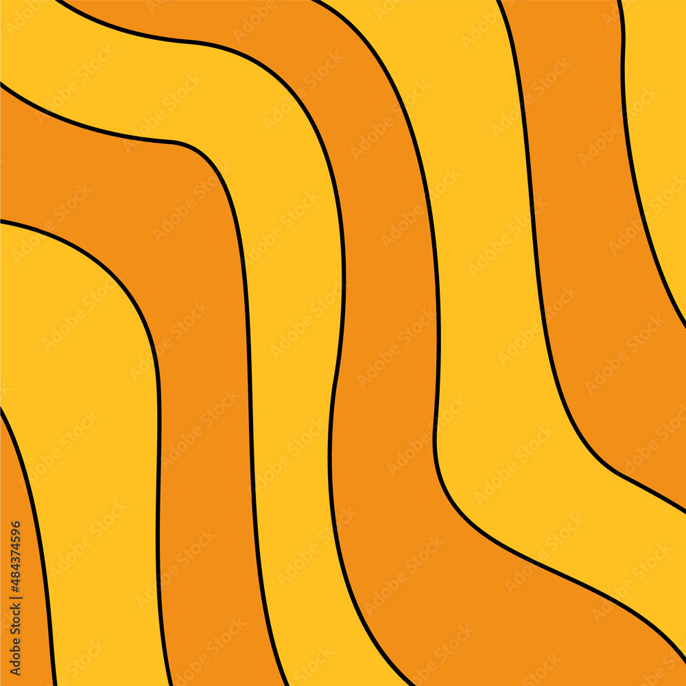 Abstract yellow template in 70s retro style. Retro vector background ...