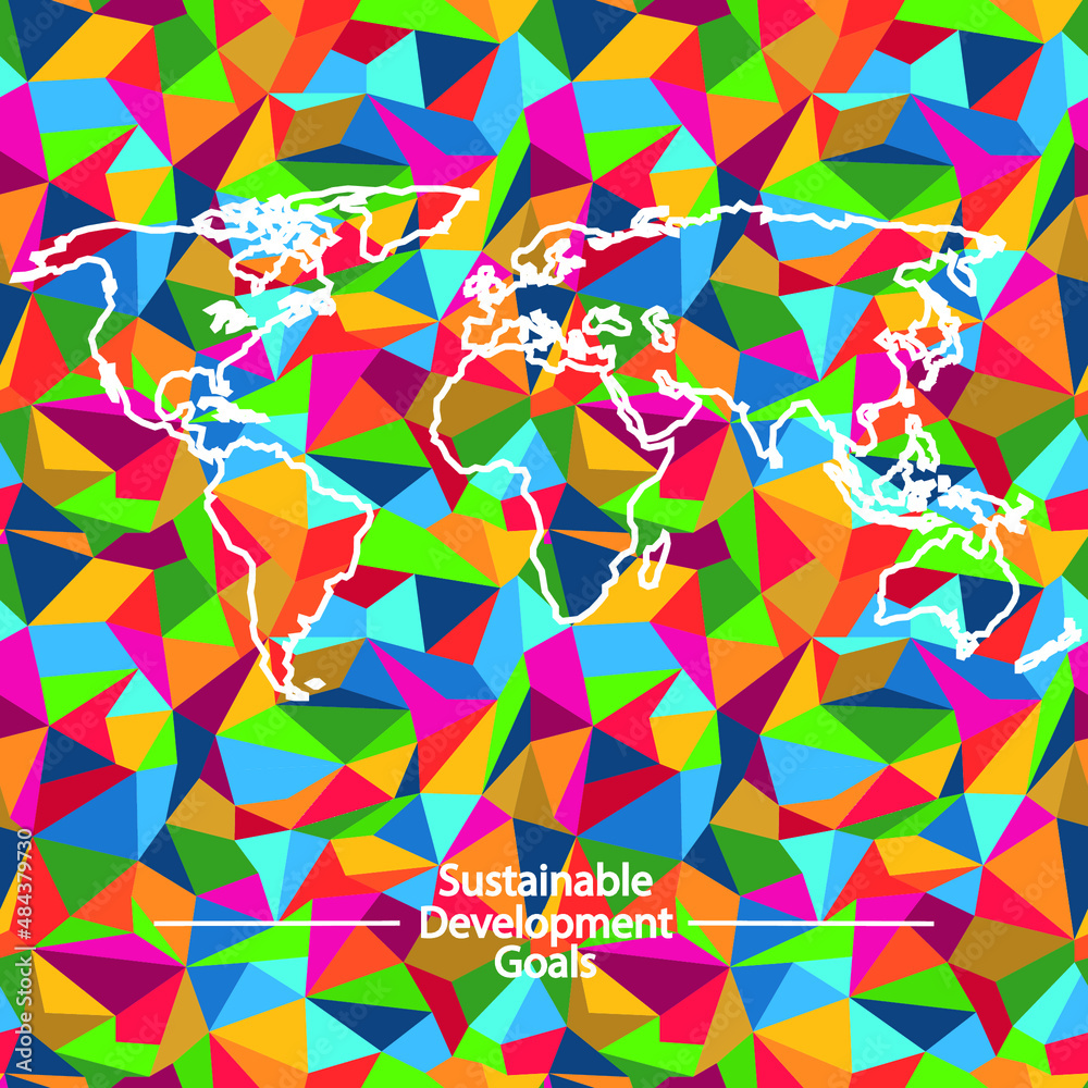 Sustainable Development Goals, Agenda 2030. World map on polygon ...