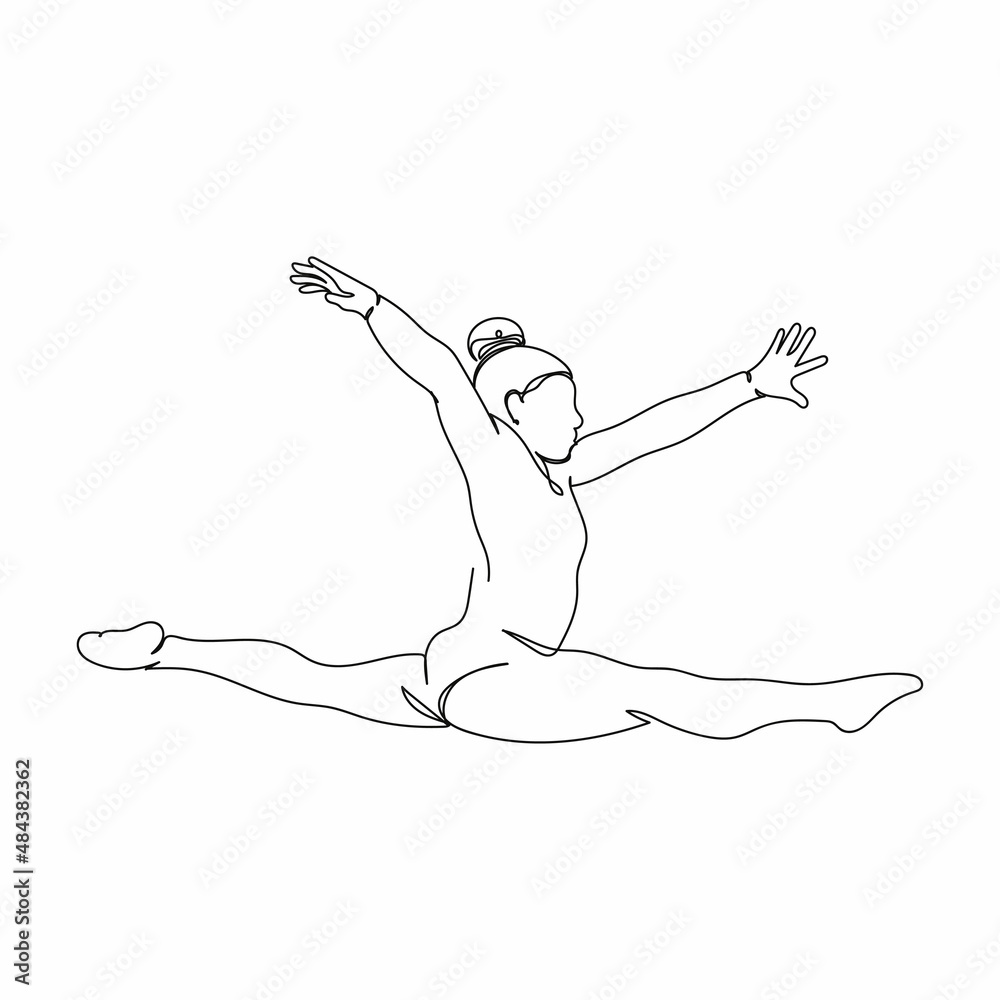 Continuous one simple single abstract line drawing of olympic woman ...