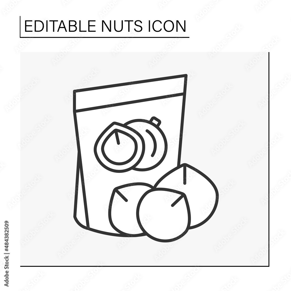Macadamia nut line icon. Delicious snack for balanced nutrition in ...