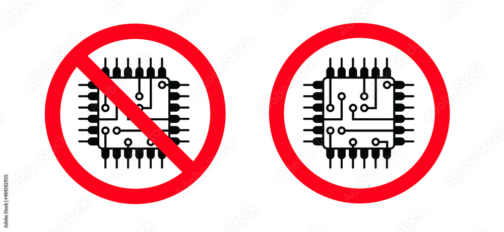 stop CPU con pictogram. Central Processing Unit. No ban vector symbol ...
