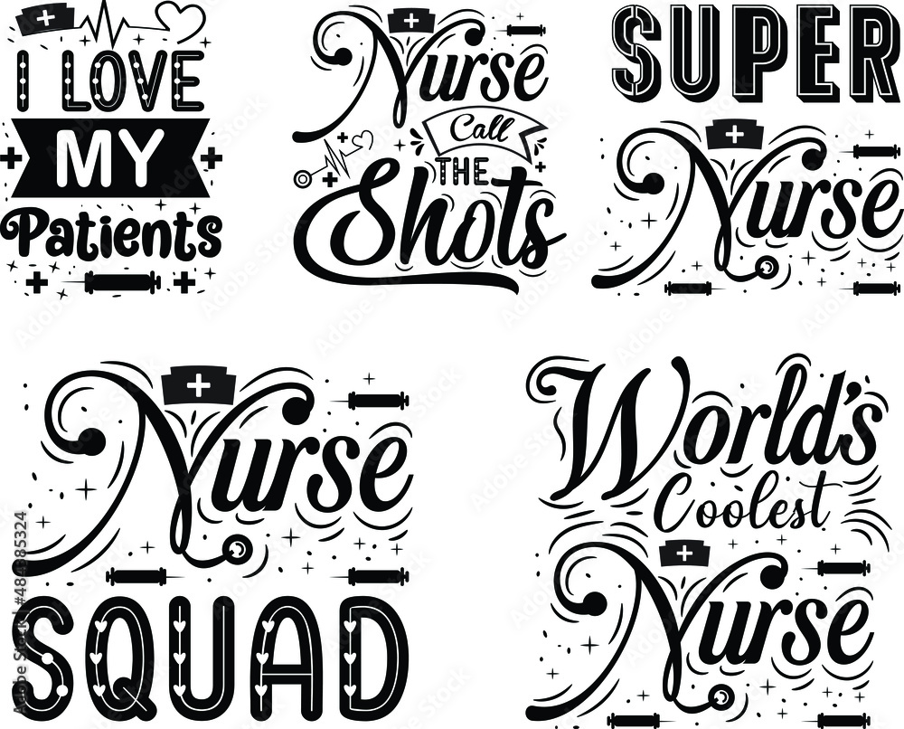 Set of Nurse inspirational and motivational positive quotes lettering ...