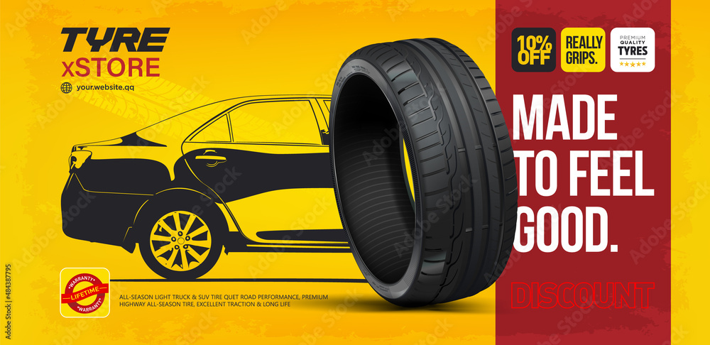 Vecteur Stock Car side silhouette on yellow background. Tire ...