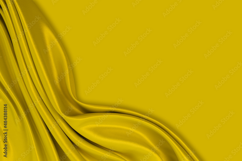 Beautiful smooth elegant wavy golden mustard yellow satin silk with ...