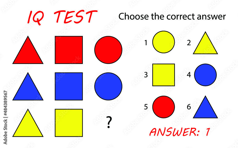 IQ test. Cognitive neuropsychological test brain training. Logical task ...
