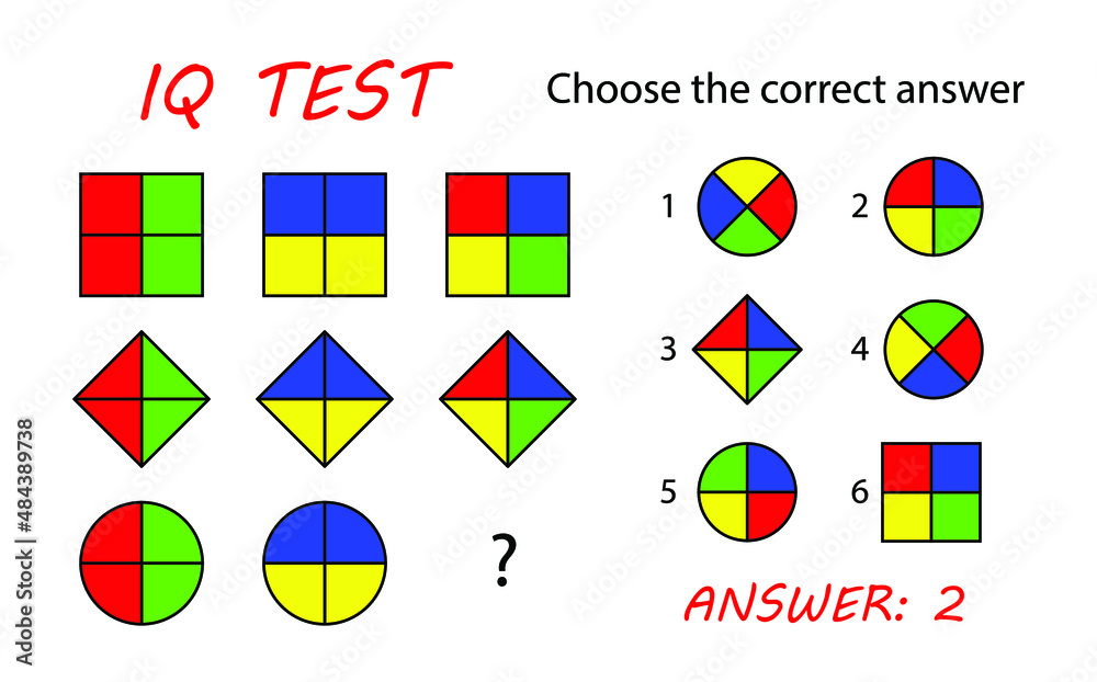 IQ test. Cognitive neuropsychological test brain training. Logical task ...