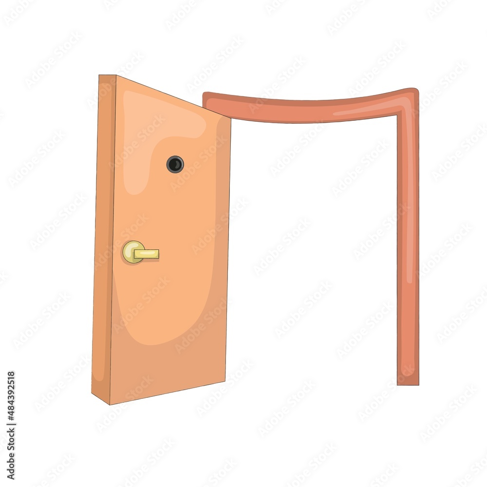 Cartoon open door in brown color, friendly and welcoming entrance ...