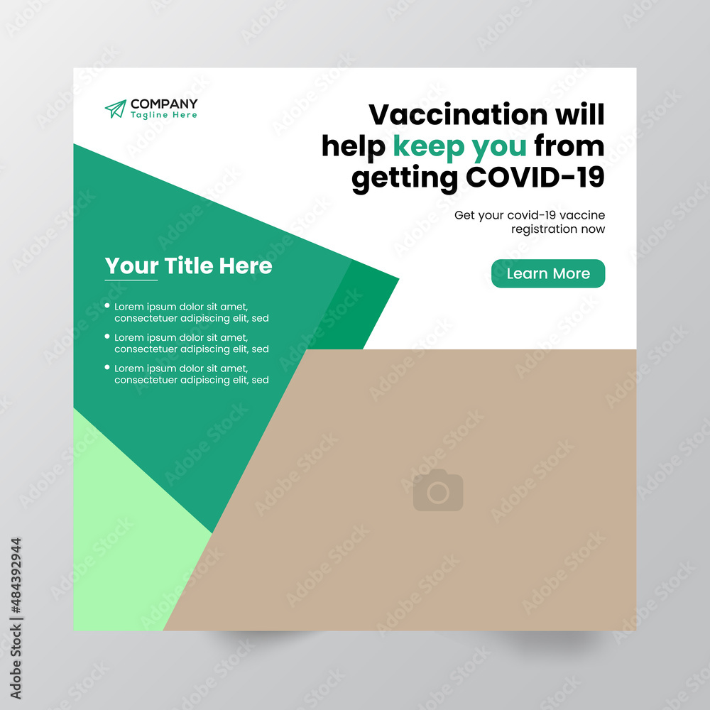 Medical vaccination social media post template. Modern square banner ...