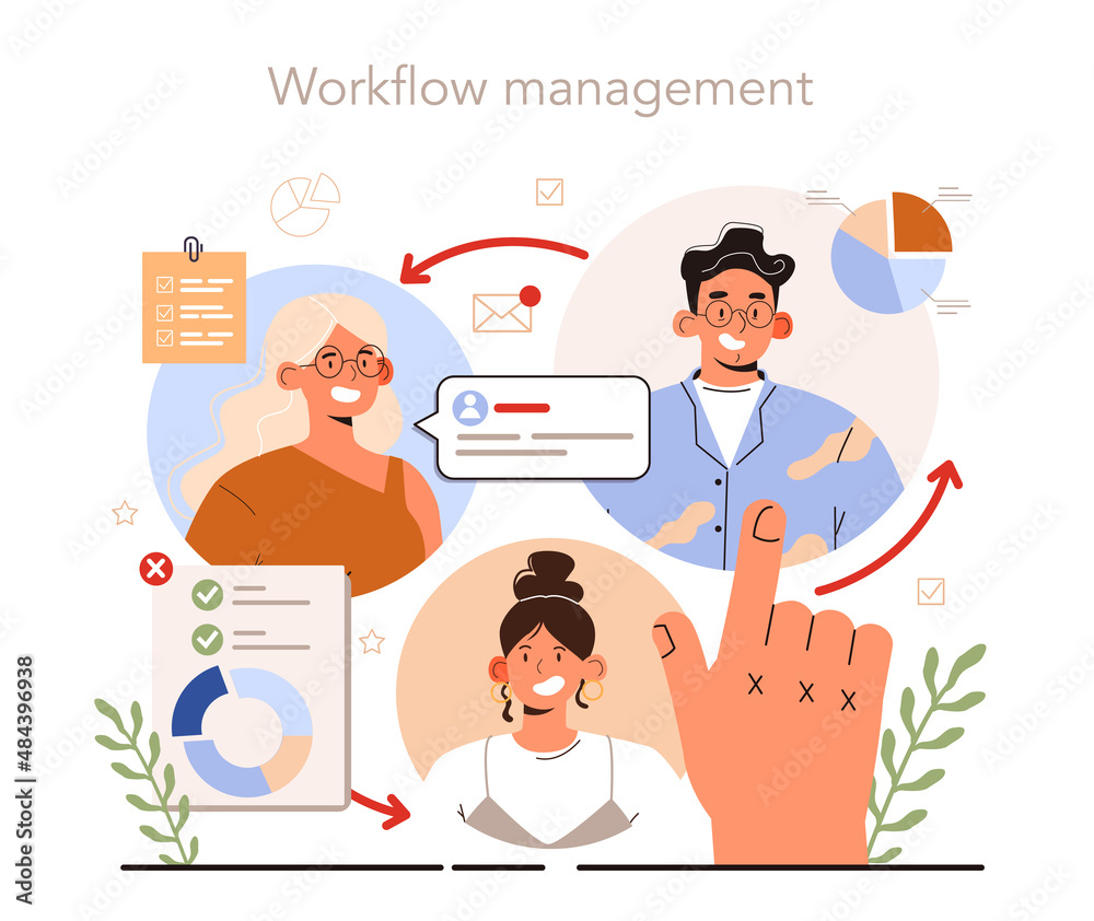Soft skills concept. Business people or employee with workflow Stock ...