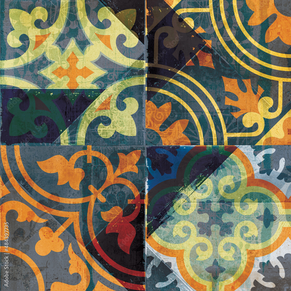 Multicolor digital wall tiles design for interior abstract home decor ...