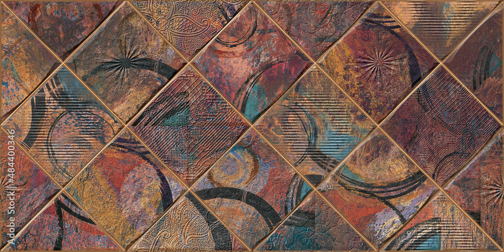 Multicolor digital wall tiles design for interior abstract home decor ...