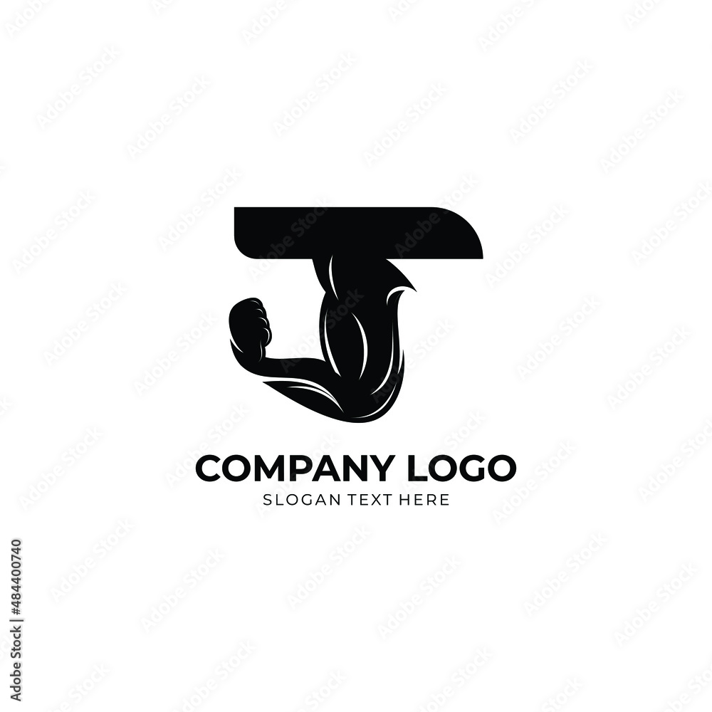 Letter T Logo With barbell bicep. Fitness Gym logo. Love fitness logo ...