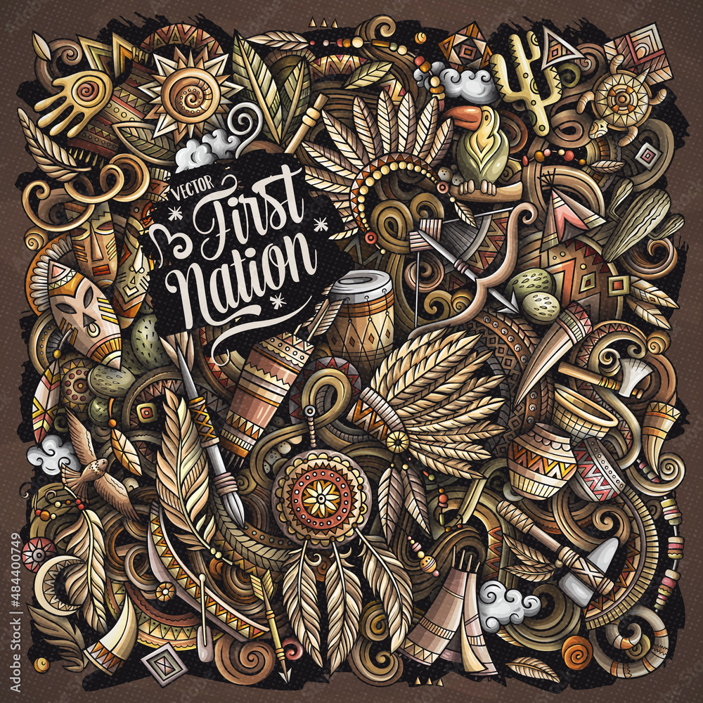 Native American hand drawn vector doodles illustration. Stock Vector ...