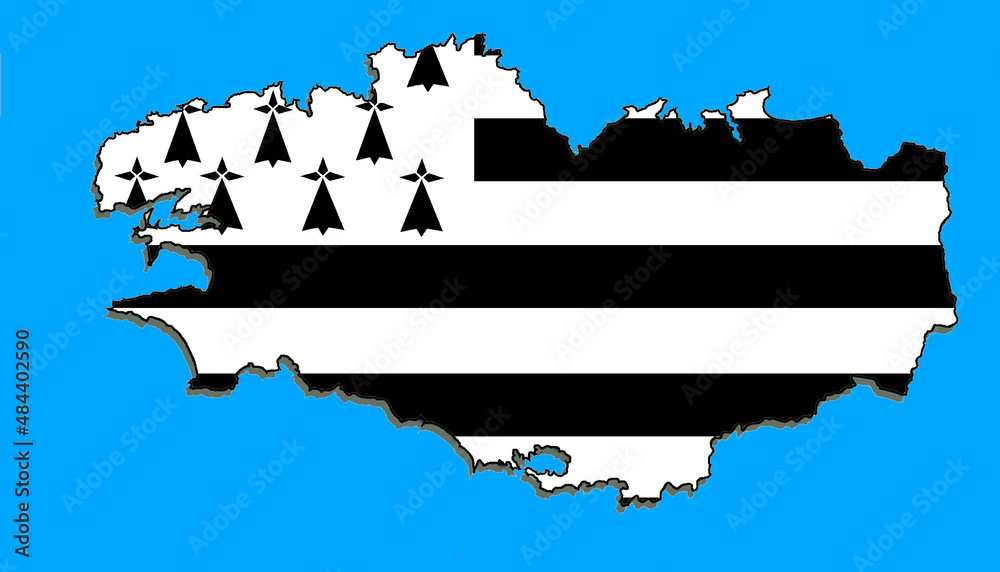 Carte et drapeau de la Bretagne Stock Illustration | Adobe Stock