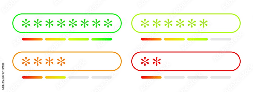 Strong and weak password form.Vector design elements set. Stock Vector ...
