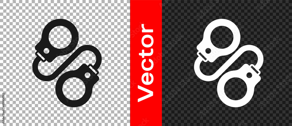 Black Handcuffs icon isolated on transparent background. Vector Stock ...