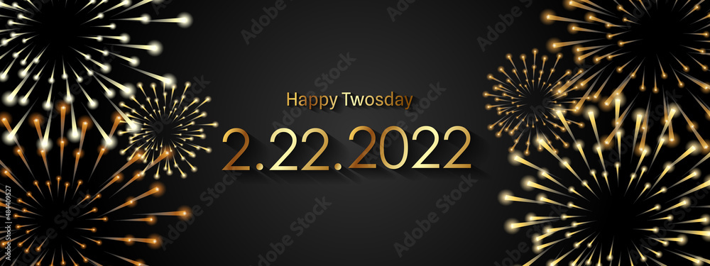 Happy Twosday. Vector, Tuesday, February 22, 2022 Special day theme ...