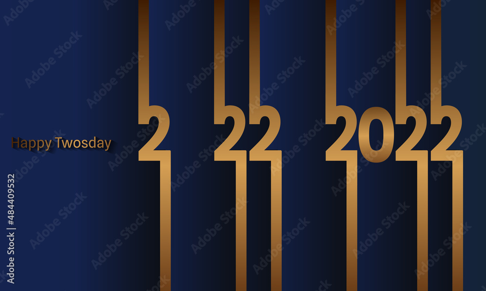 Happy Twosday. Vector, Tuesday, February 22, 2022 Special day theme ...