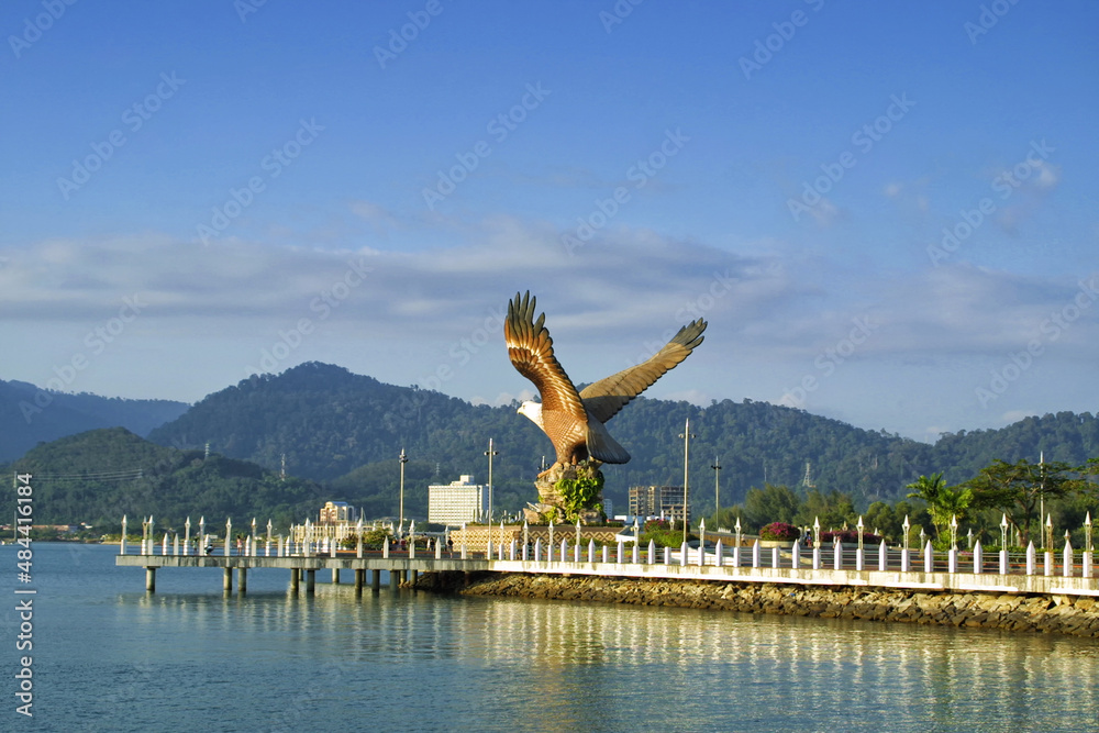 View of the Eagle sculpture, the symbol of Langkawi island. Situated on ...