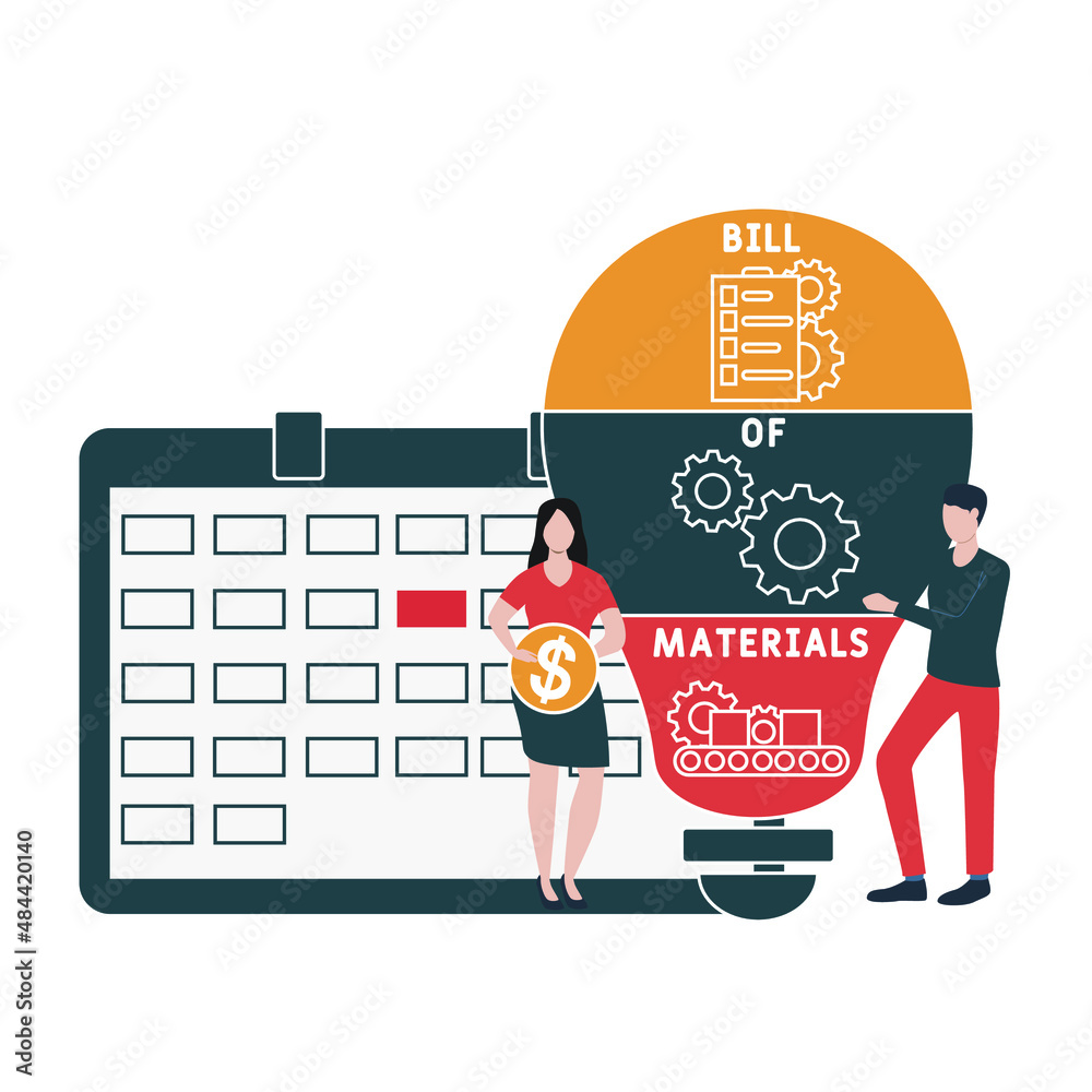 BOM - Bill Of Materials acronym. business concept background. vector ...