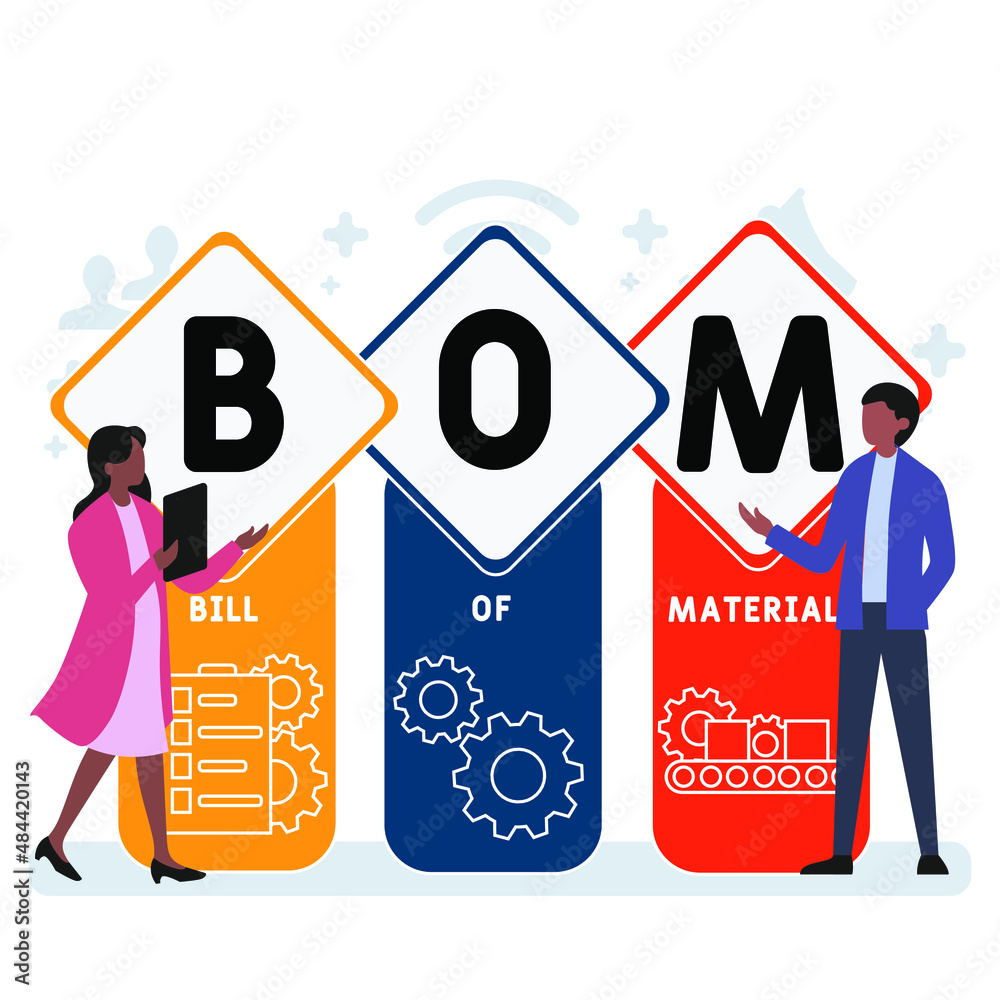 BOM - Bill Of Materials acronym. business concept background. vector ...