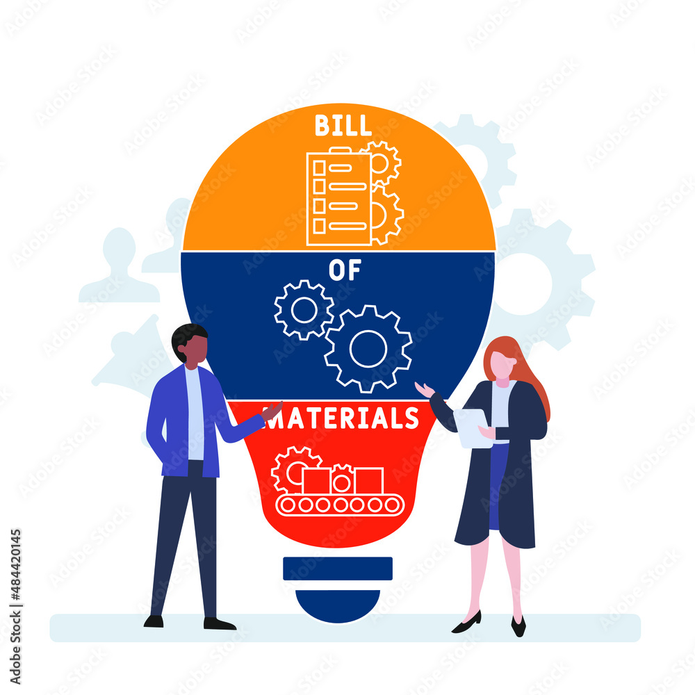 BOM - Bill Of Materials acronym. business concept background. vector ...