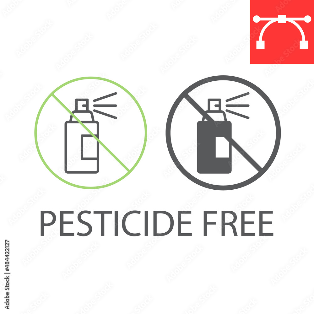 Pesticide free line and glyph icon, eco and healthy, no pesticides ...