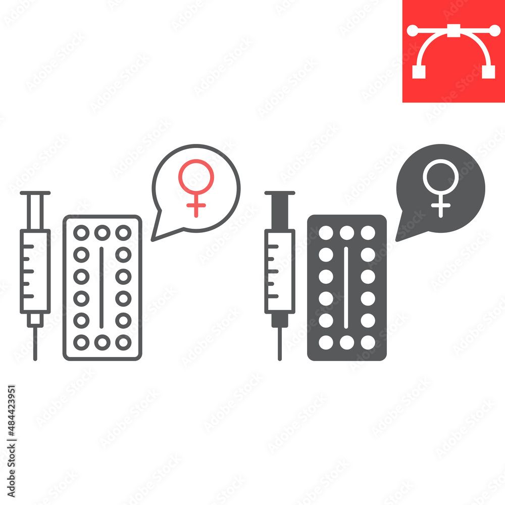 Hormone therapy line and glyph icon, medical and menopause, hormone ... Hormone therapy line and glyph icon, medical and menopause, hormone ...