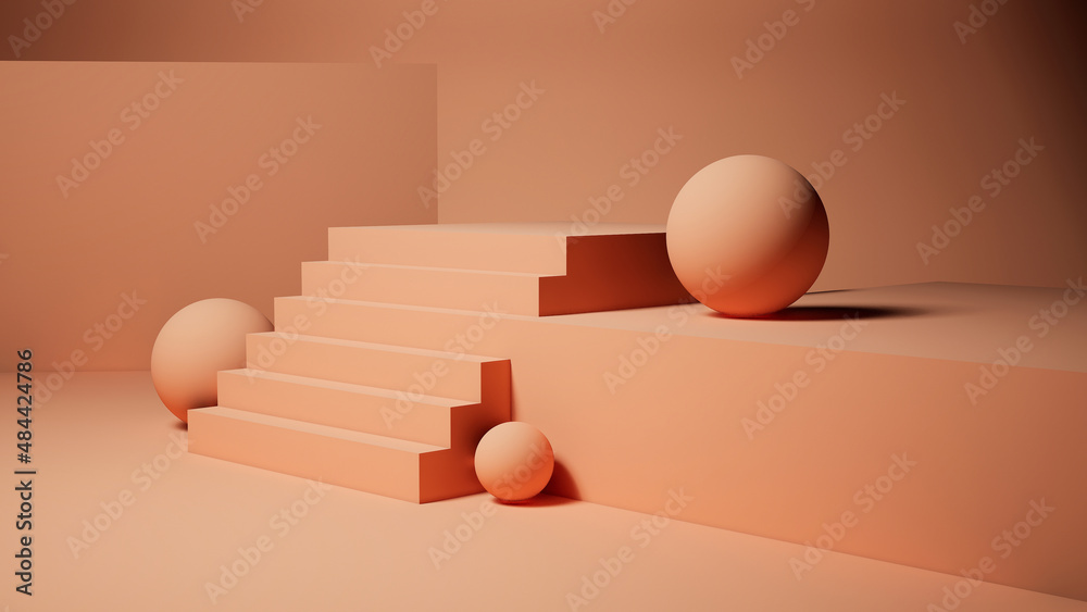 3d rendering shape for advertising products display. Pastel minimal ...