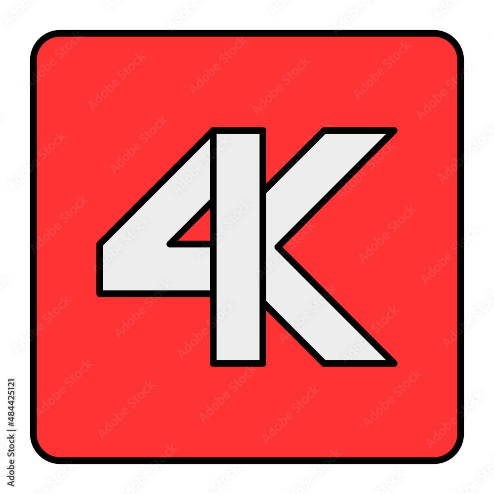 Red 4K resolution signage Concept Vector Color Icon Design, Video ...