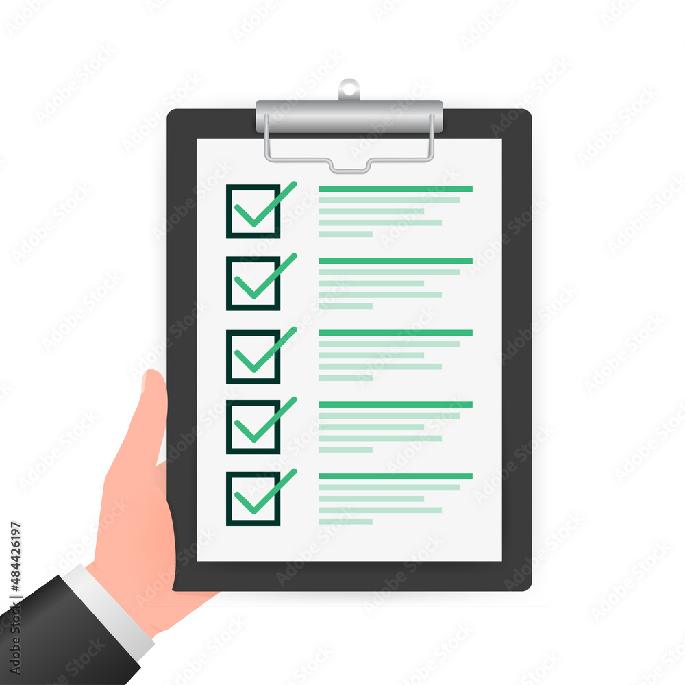 Check List tablet on white background. Ok sign. Vector illustration ...