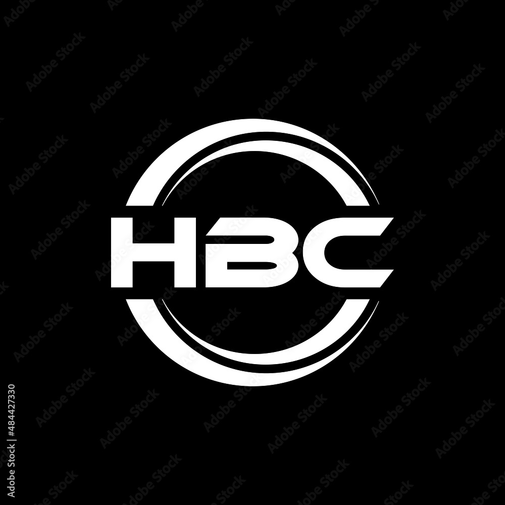 HBC letter logo design with black background in illustrator, vector ...