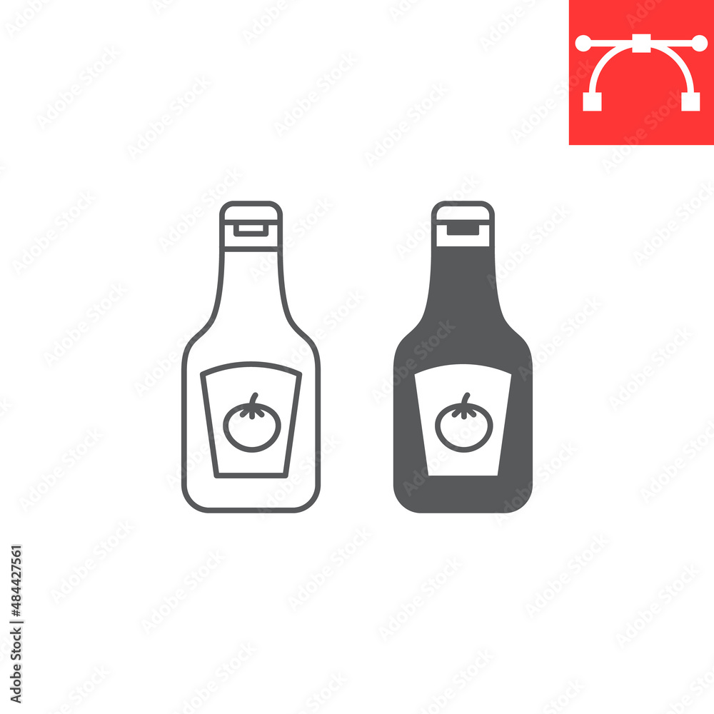 Ketchup line and glyph icon, spice and food, ketchup vector icon ...