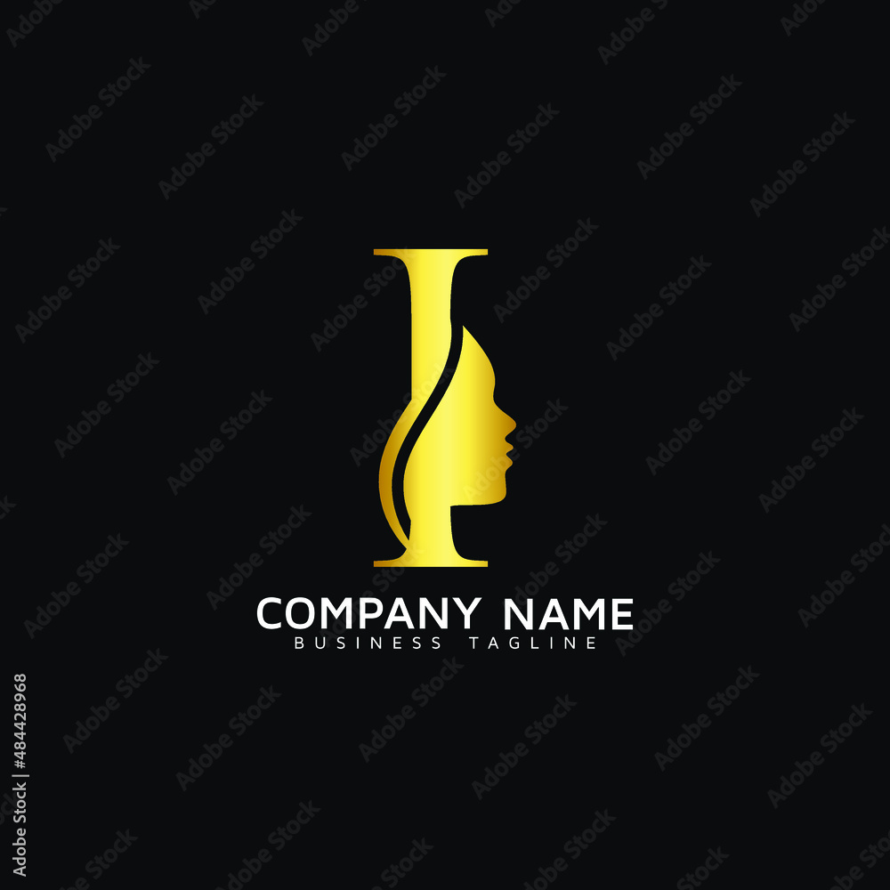 I Letter Beauty Face initial I luxury beauty queen woman face logo ...