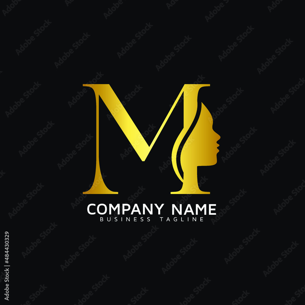 M Letter Beauty Face initial M luxury beauty queen woman face logo ...
