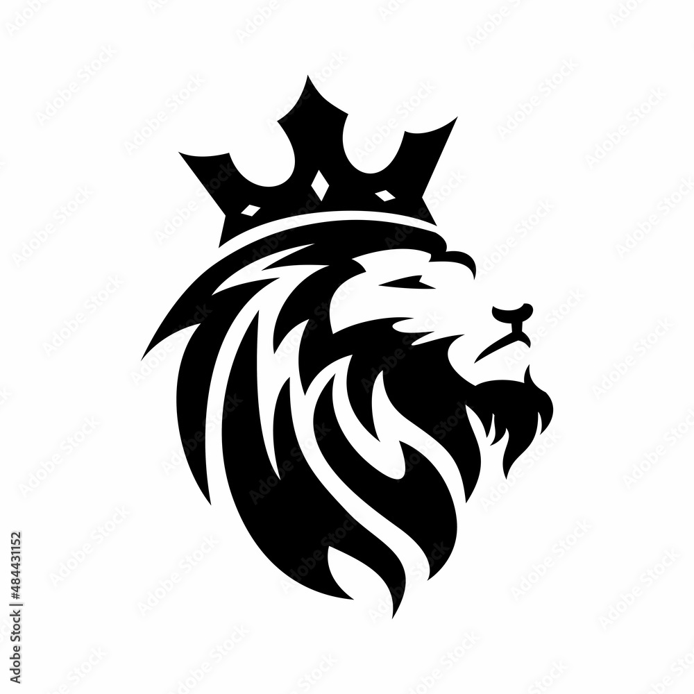 Head lion king logo design Stock Vector | Adobe Stock
