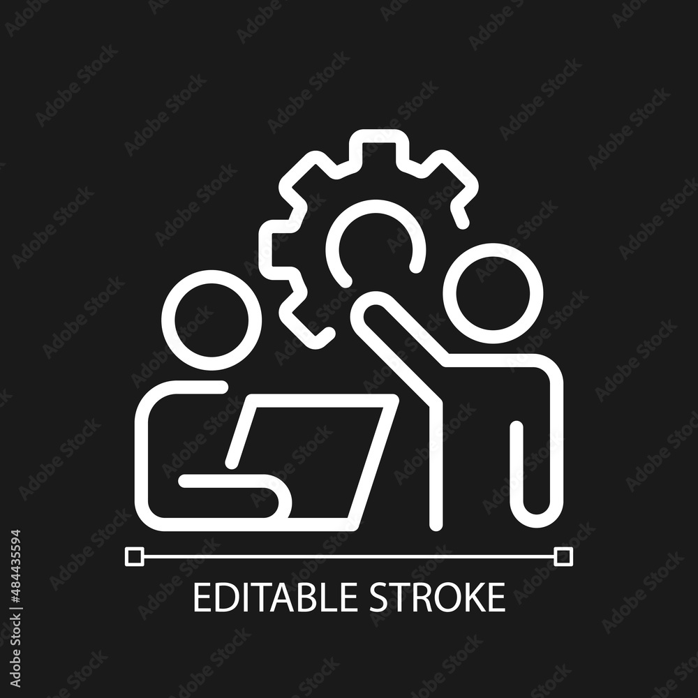 Stockvector Collaboration pixel perfect white linear icon for dark ...