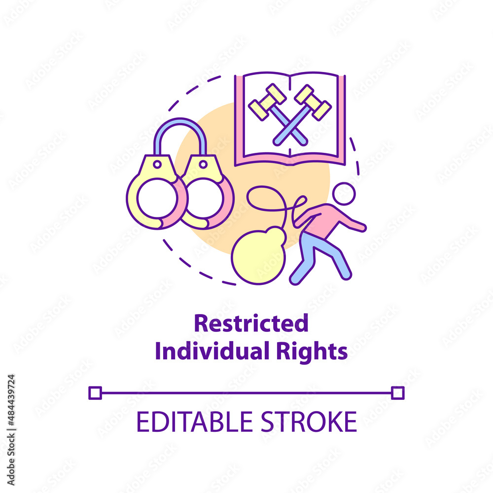 Restricted individual rights concept icon. Centrally planned ES ...