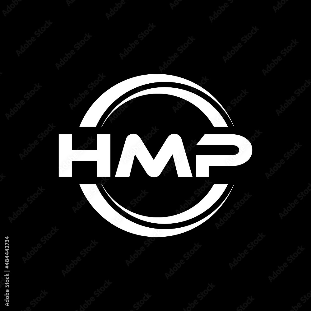 Vecteur Stock HMP letter logo design with black background in ...
